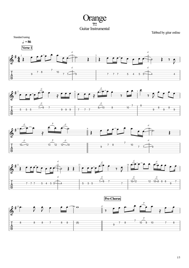Orange – 7!! – Guitar Instrumental (PDF) - Gitar Online