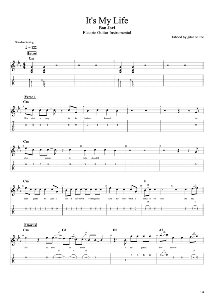 Its My Life – Bon Jovi + Lyrics (PDF) - Gitar Online